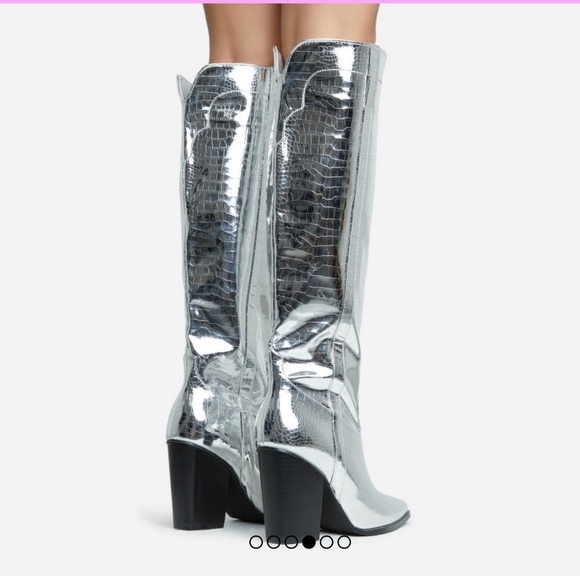EGO | Shoes | Silver Cowgirl Boots Ego Shoes Size 7 | Poshmark